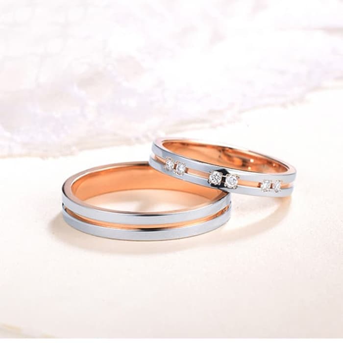 TIARIA Sweet Trinity Diamond Wedding Ring Perhiasan Emas Cincin Nikah ...