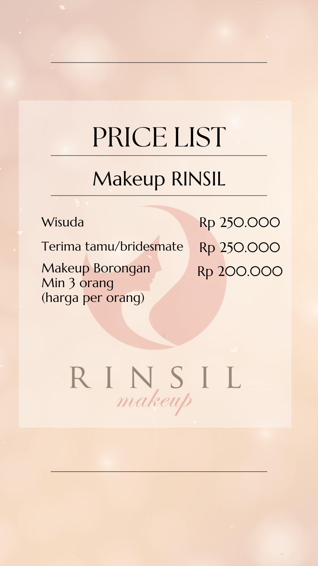 Pricelist by Makeup Rinsil | Bridestory.com