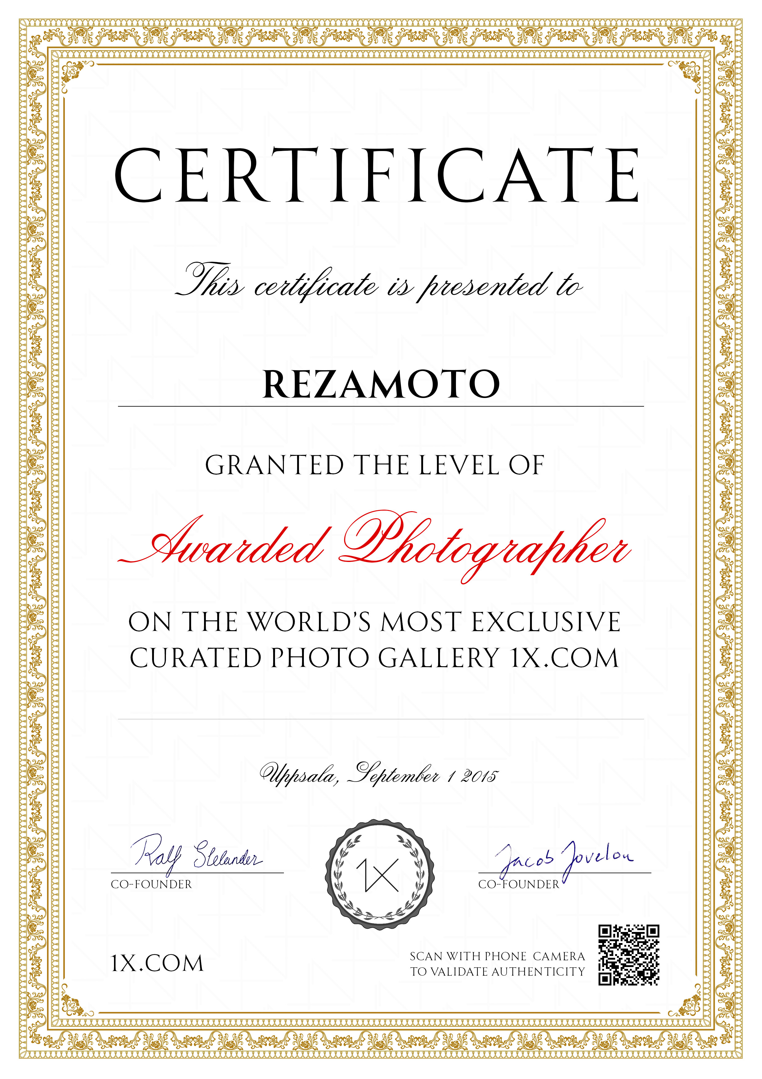 Certificate International Photographer by Warga Studio Photography ...