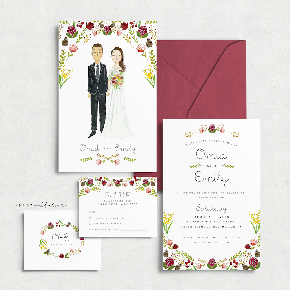 Native Australian Flowers | Custom Illustration Invitation by Sasa ...