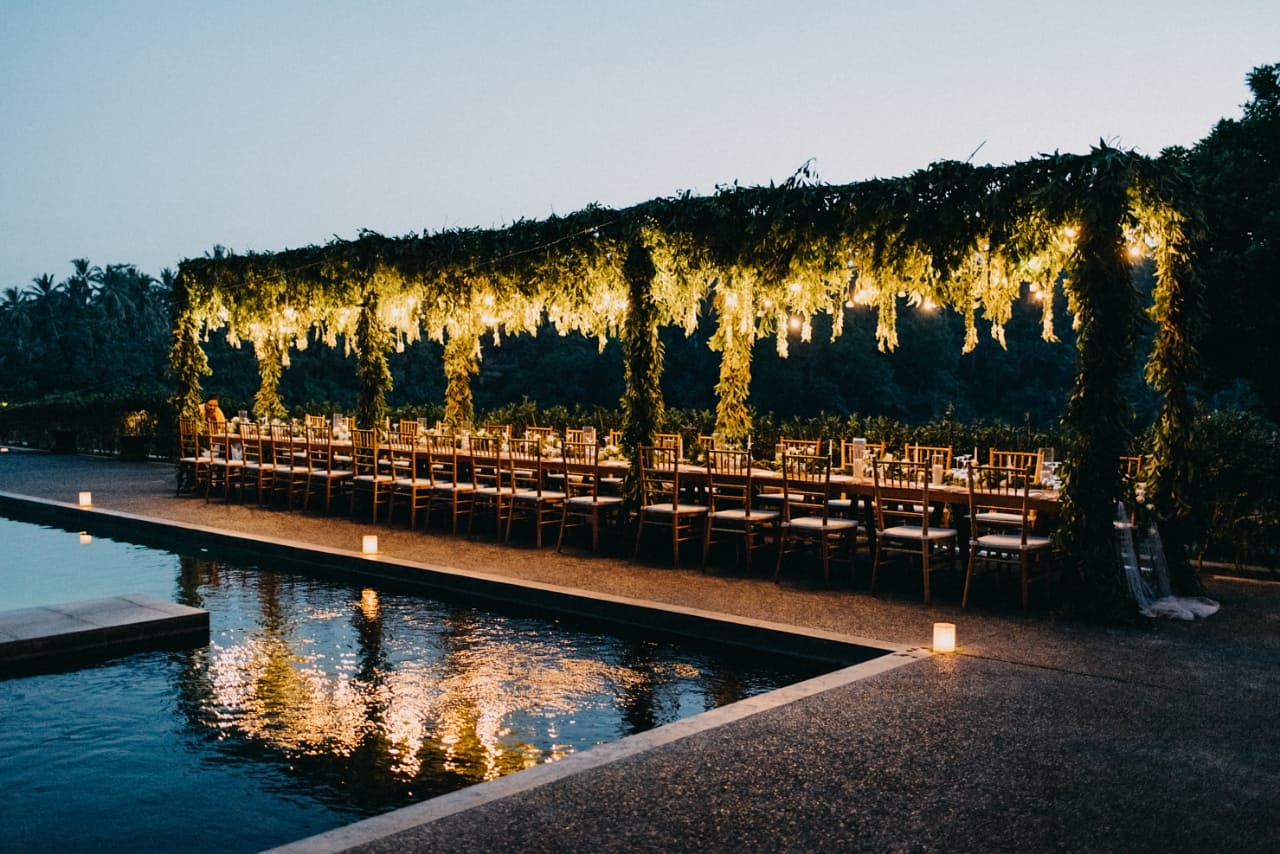 Romantic Dinner Beside Pool by CITTA Wedding | Bridestory.com