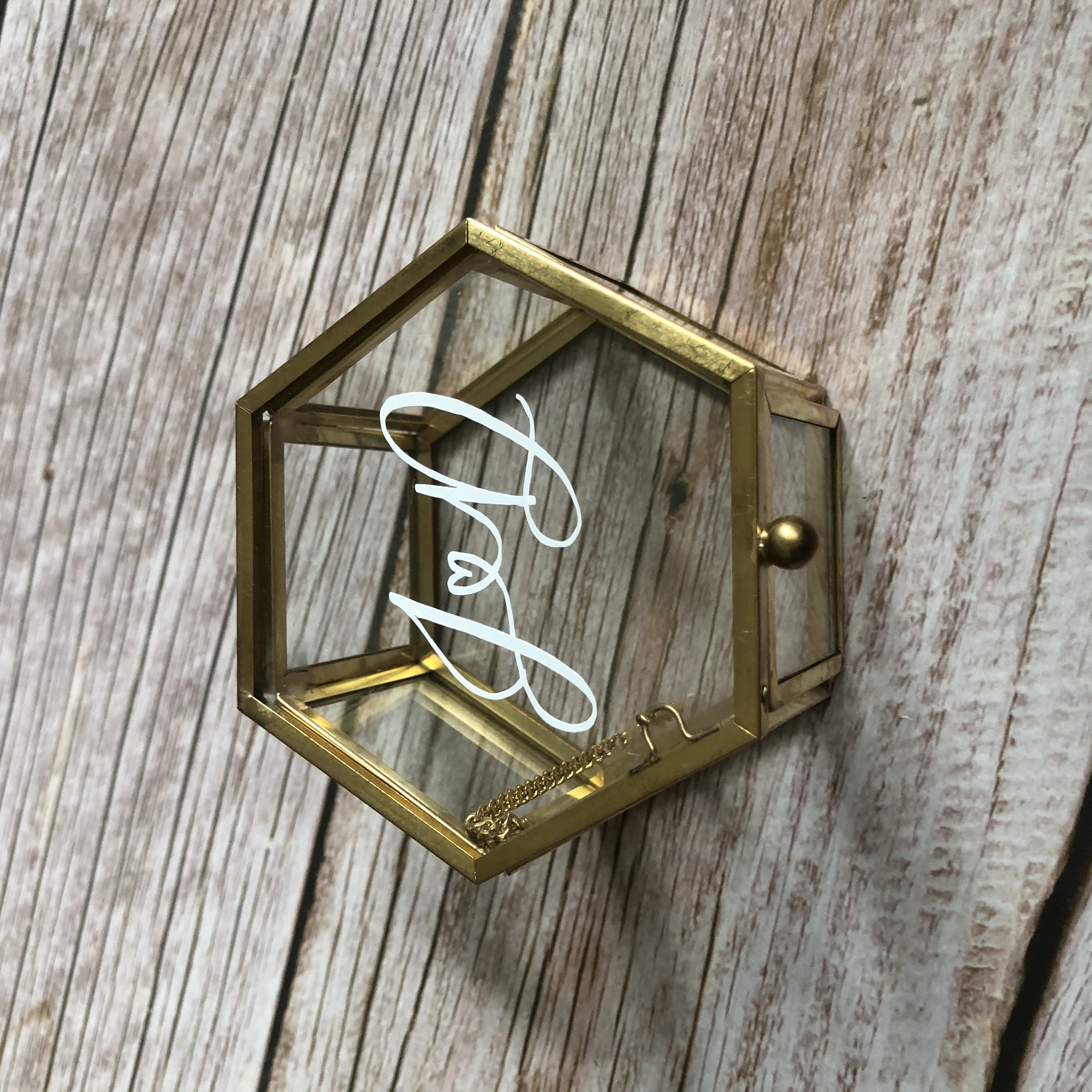 Custom Glass Ring Box | Calligraphy by Den | Bridestory
