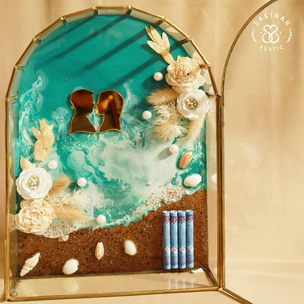 Mahar Nikah Resin tema ombak laut by Sakinah Rustic | Bridestory.com