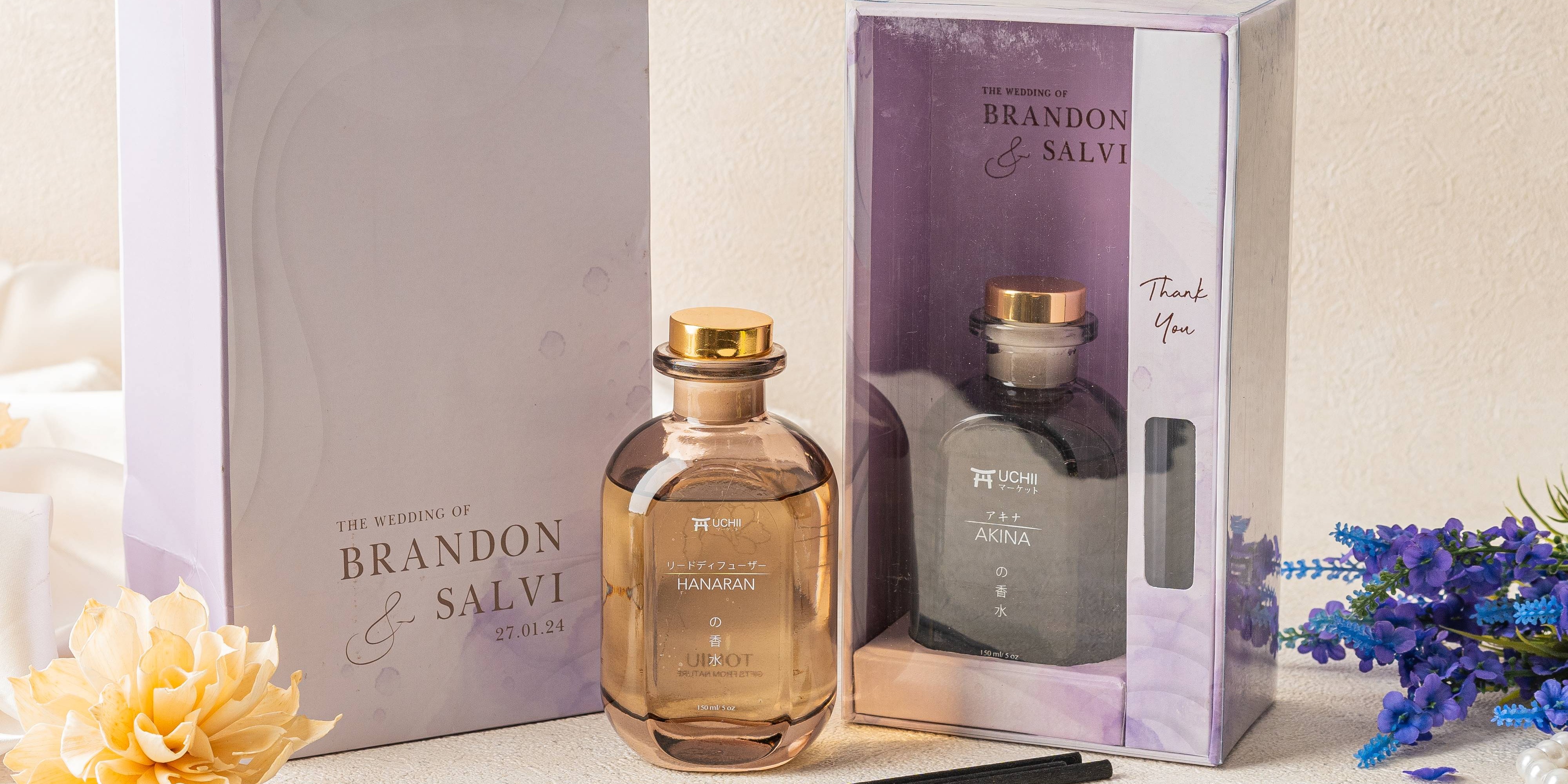 UCHII Wedding Gift Premium Glass Reed Diffuser Gift Set w/ Paperbag by ...