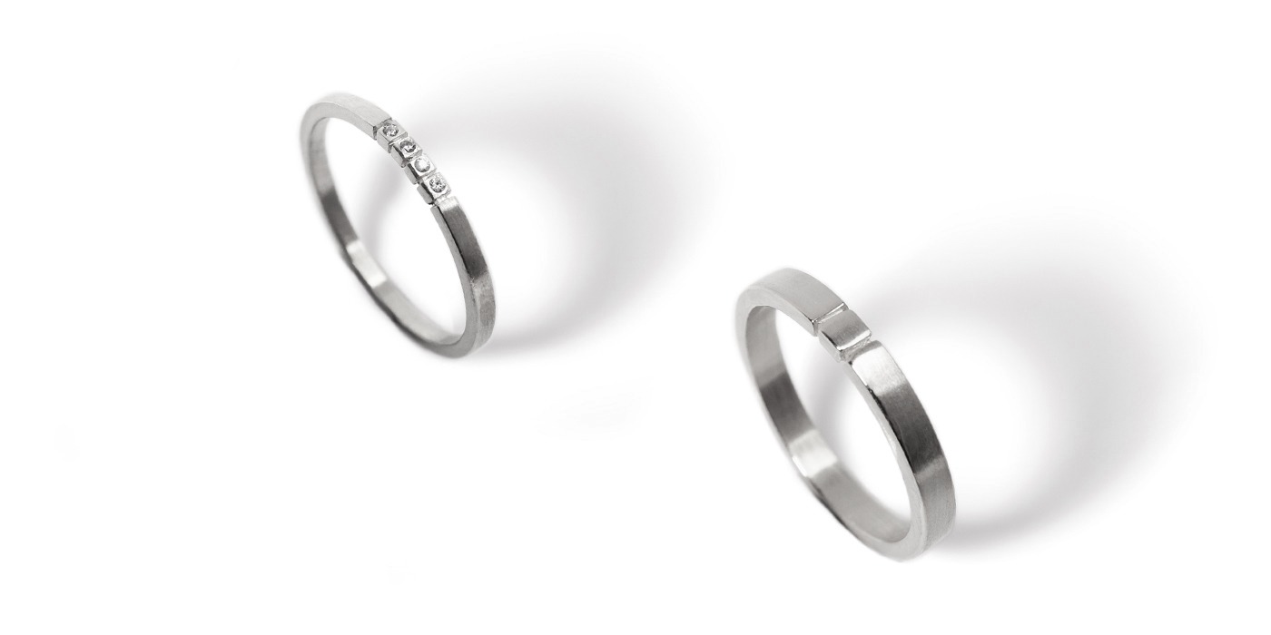 Subtle Initial - Wedding Ring Set (White) oleh agattajewelry ...
