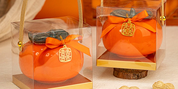 LECORA Wedding Candy Box Persimmon Jar + ShuangXi Tagh +Mika Packaging ...