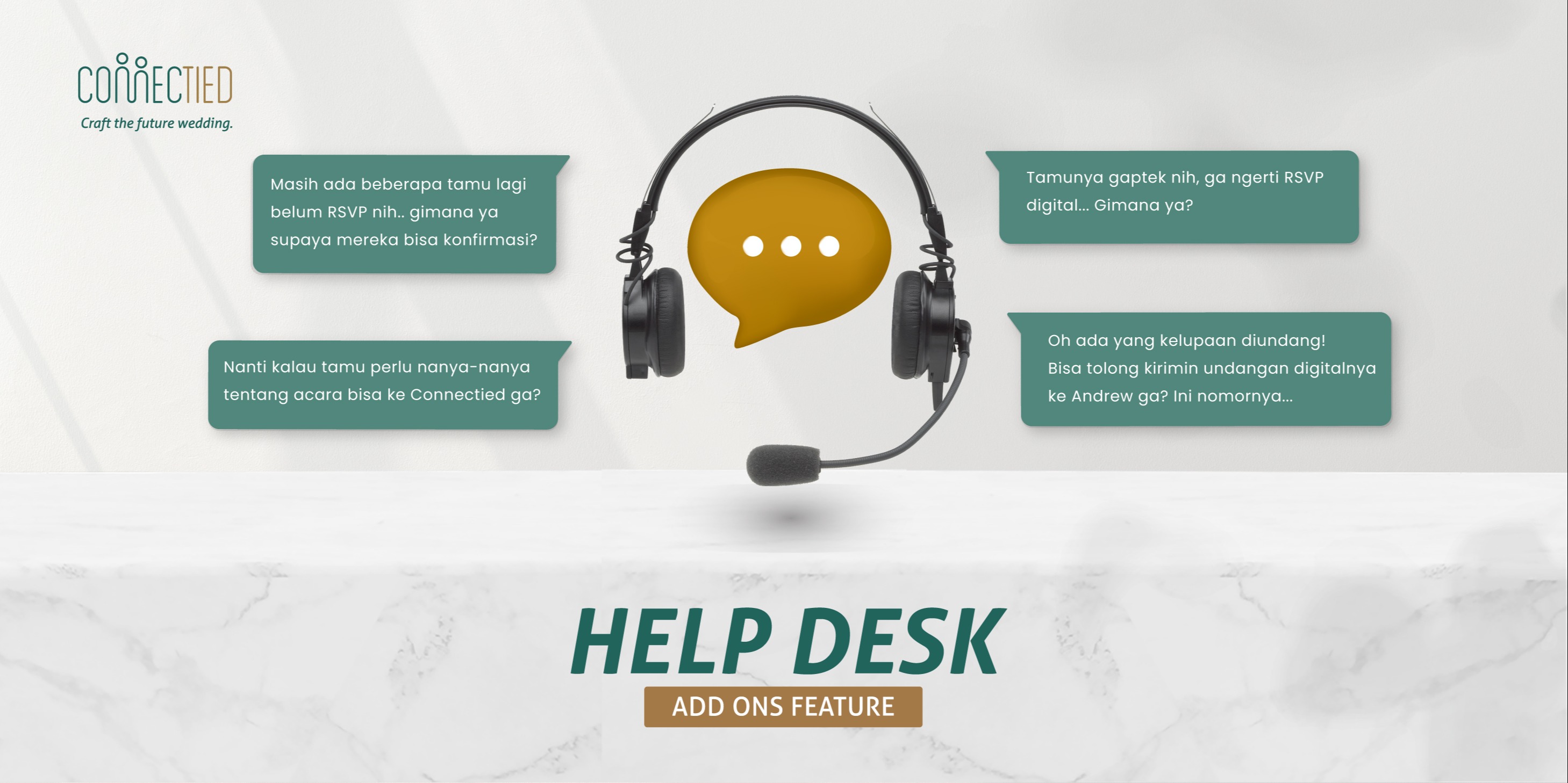 Connectied Add Ons Feature: Helpdesk Team oleh Connectied Digital Invitation | Bridestory Store