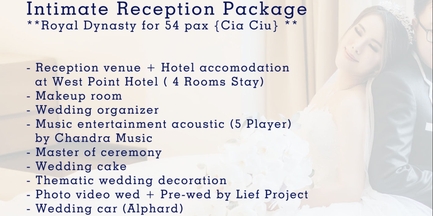 Intimate Reception Package + Cia Ciu at Royal Dynasty 54 Pax oleh ...