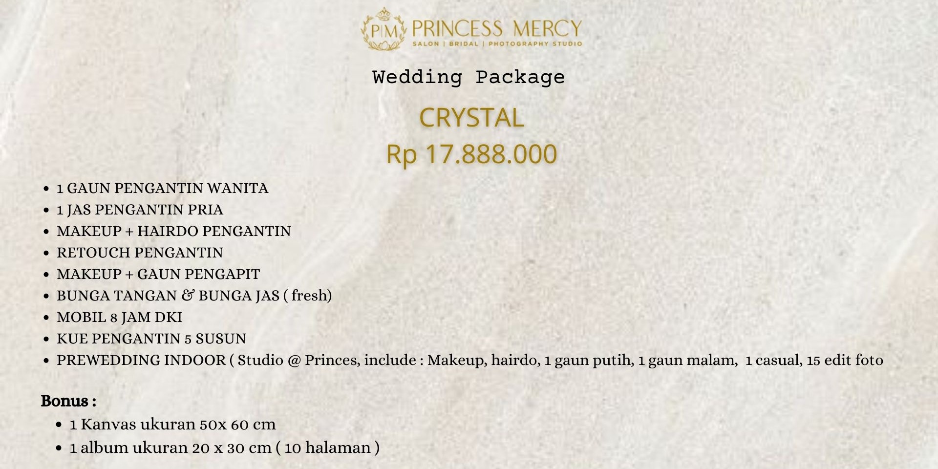 WEDDING PACKAGE oleh Princess Mercy Bridal | Bridestory Store