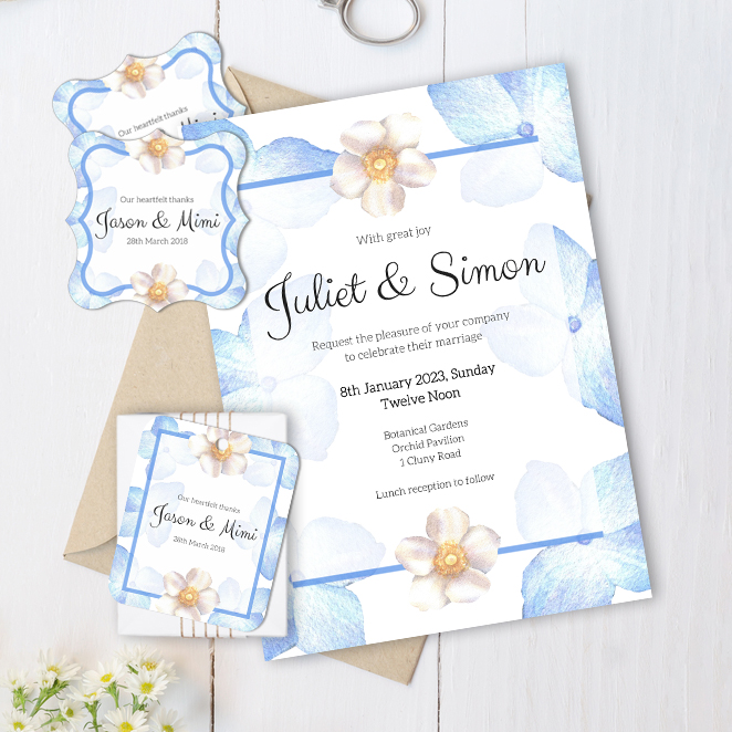 Periwinkle Blue Wedding Invitation | Gift Elements | Bridestory