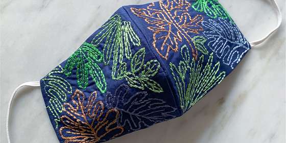 Navy Viola Embroidery Mask by Studio ASA | Bridestory Store