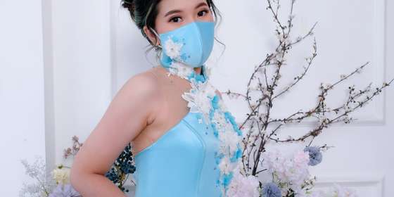 Baby blue Cheongsam for rent oleh Fanny Octavia Atelier | Bridestory Store