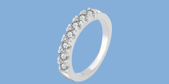 Lapis Emas 18K - 7-Stone Circle Shaped Moissanite Ring 7x0.1 Carat oleh ...